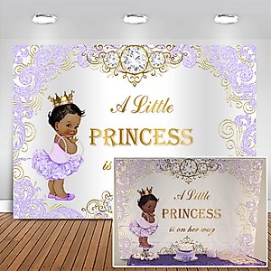 Mehofoto Purple Princess Baby Shower Backdrop Royal Silver Purple Photography Background 7x5ft Vinyl Royal Princess Baby Shower Party Banner Decoration
