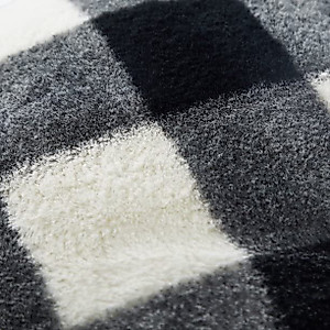 Dearfoams Plaid Pillow, 20"x20", Black and White Buffalo Check