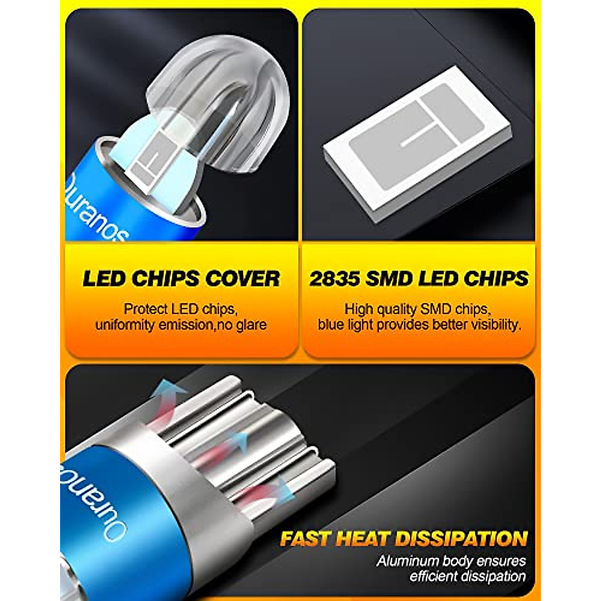 Ouranos 194 LED Bulb Blue No Polarity 168 T10 2825 LED Light Bulb for Car Interior Dome Map Door Courtesy License Plate Lights, Car Interior Atmosphere Blue Light Bulb