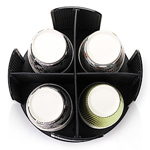 Eorbow 2 Pack Coffee Cup Dispenser, Rotatable 4 Compartment Cup and Lid Holder, Plastic Paper Cup Storage Organizer for Office Restaurant Breakroom Coffee Station Bar Buffet Kitchen Countertop