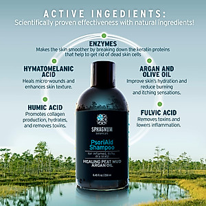 Sphagnum Botanicals Psoriasis Shampoo - Peat Mud & Fulvic Acid Therapy for Itchy and Red Scalp Treatment. No Coal Tar. 8.45 Oz