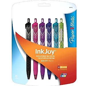 Paper Mate InkJoy 300RT Retractable Ballpoint Pen, Medium Point, Assorted Colors, 6-Count