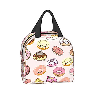 Donuts Lunch Box Insulated Lunch Bag for Kids Teens Girls Boys Women Cooler Reusable LunchBox for School Office Beach Travel