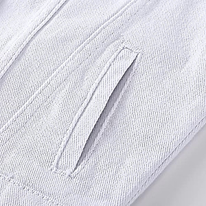 Ladyful Women's Casual Jean Jacket Distressed Ripped Denim Jacket Coat with Pockets