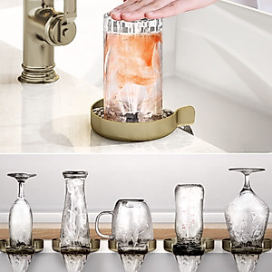 HGN Stainless Steel Glass Rinser for Kitchen Sinks,Bottles Washer For Bar, Kitchen Sink Faucet Cup Rinser,Kitchen Sink Accessories, Brushed Gold
