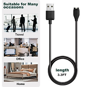 Vivosmart 5 Charger Replacement USB Data Sync Charging Cable Wire Compatible with Garmin Vivosmart 5 Fitness Tracker, Black - 2Pack