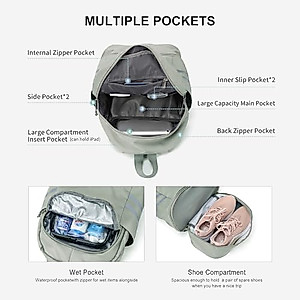 Gym Backpack for Women with Shoes Compartment & Wet Pocket, Large Travel Backpack Waterproof, Sports Backpack Gym Bag,Green