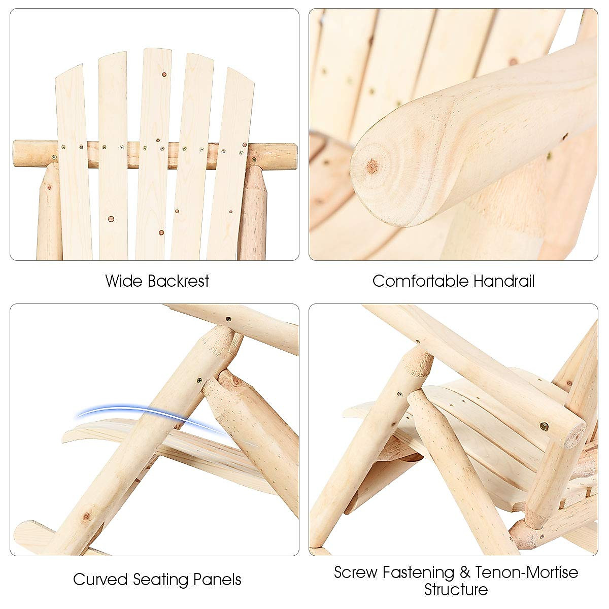 Tangkula Log Rocking Chair, Outdoor Wood Porch Rocker Chair, Adirondack Lounge Rocking Chair for Patio, Deck, Balcony, Backyard, Garden (1, Natural)