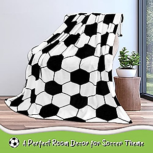 Soccer Blanket Soccer Gifts for Women Men 50"X40", Soft Cozy Soccer Throw Blanket Bedding for Girls Boys Adult Kids, Soccer Senior Night Gifts for College Grandson Granddaughter Soccer Team Coach