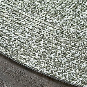Superior Kinallen Reversible Braided Oval Indoor/Outdoor Area Rug for Living Room Bedroom Office Kitchen Dining Washable Rugs, 6' x 9', Green-White