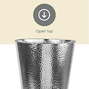 Home Basics Hammered Stainless Steel Bathroom Garbage Wastebasket bin 6 Liter, Chrome Finish