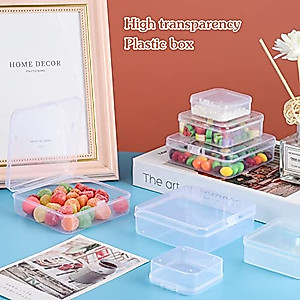 WSICSE 12 Pack Small Bead Organizers, Clear Bead Storage Organizer Plastic Bead Box with Lids Square Mixed Sizes for Small Items, Crafts, Jewelry