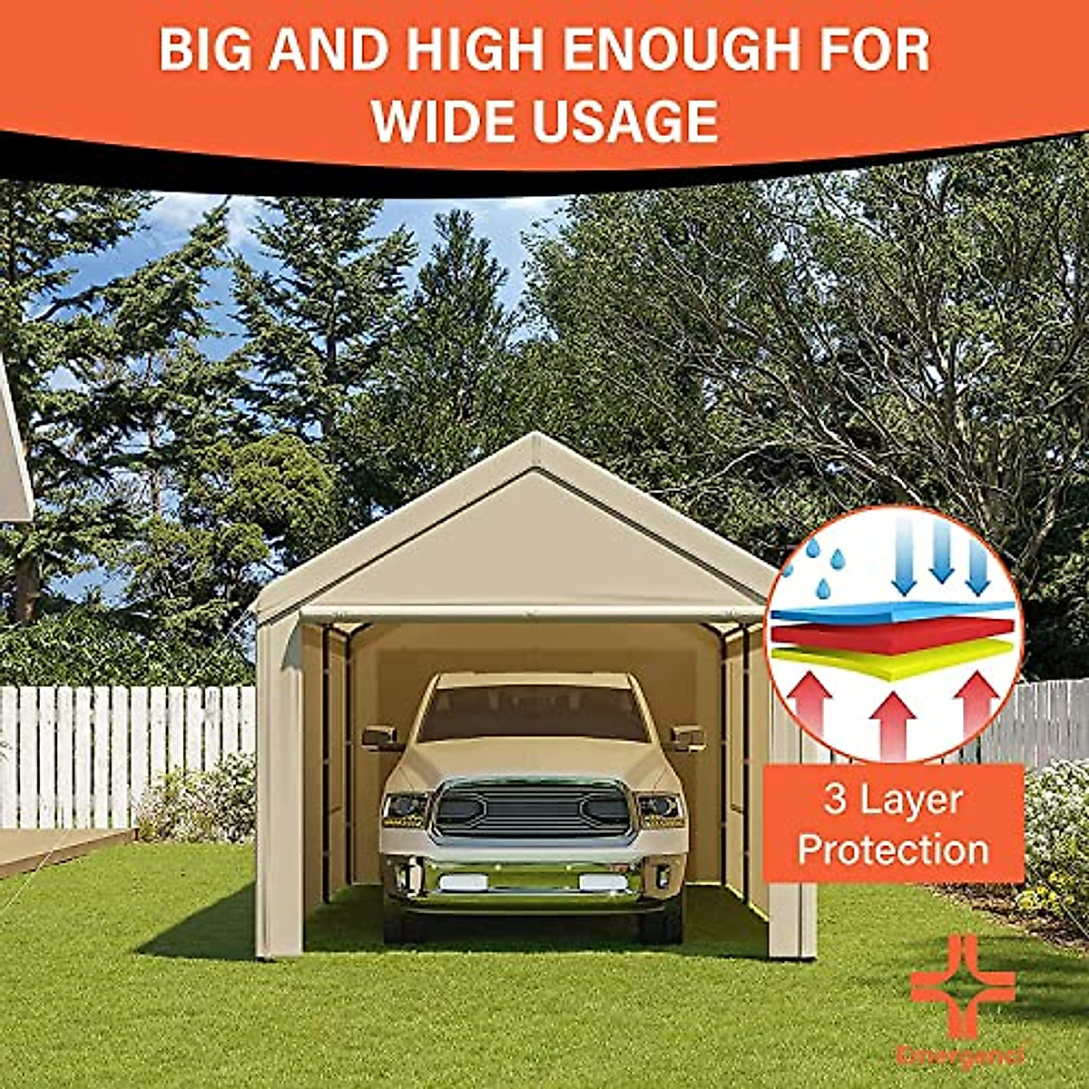 12 x 20 Carport Canopy Tent | Roll up Ventilated Windows | Outdoor 3-Sided Walls | Multi-Purpose Shade & Shelter | Heavy Duty Tent for Weddings Car Parking Party
