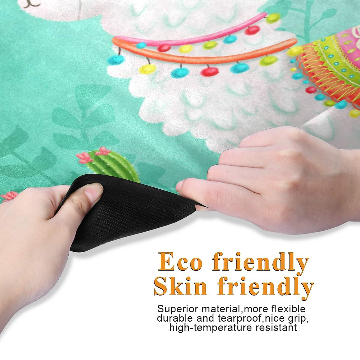 Qilmy Llama Yoga Mat Non-Slip Foldable Sweat Absorbent Travel Yoga Mat with Carrying Bag for Yoga, Pilates, Exercise, Workout, Bikram and Hot Yoga 71 x 26 Inch