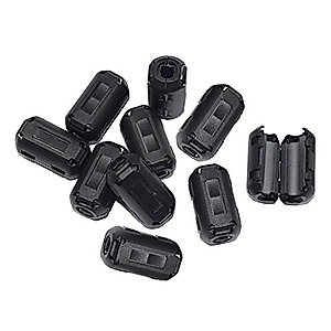 X.shine Pack of 10 Snap on Ferrite Core Bead Choke Ring Cord RFI EMI Noise Suppressor Filter for USB/Audio/Video Cable Power Cord Black (7mm Inner Diameter)