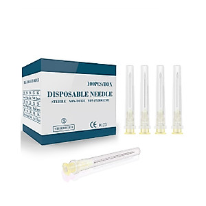 100Pcs 20G 1 Inch (25MM) Needle Luer Lock Industrial Accessories for Scientific Measuring, Refilling Liquid, Inks & Plant, Individual Package