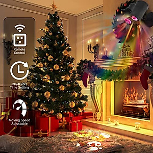 Halloween Christmas Projector Lights Outdoor 2-in-1 Waterproof Ocean Wave Projector Lights 26 HD Effects 3D Pattern & Ocean Wave with RF Remote Control for Xmas Thanksgiving Holiday Party Garden Decor