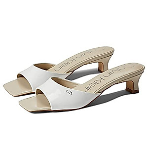 Calvin Klein Women's Fabian Heeled Sandal, White 140, 8.5