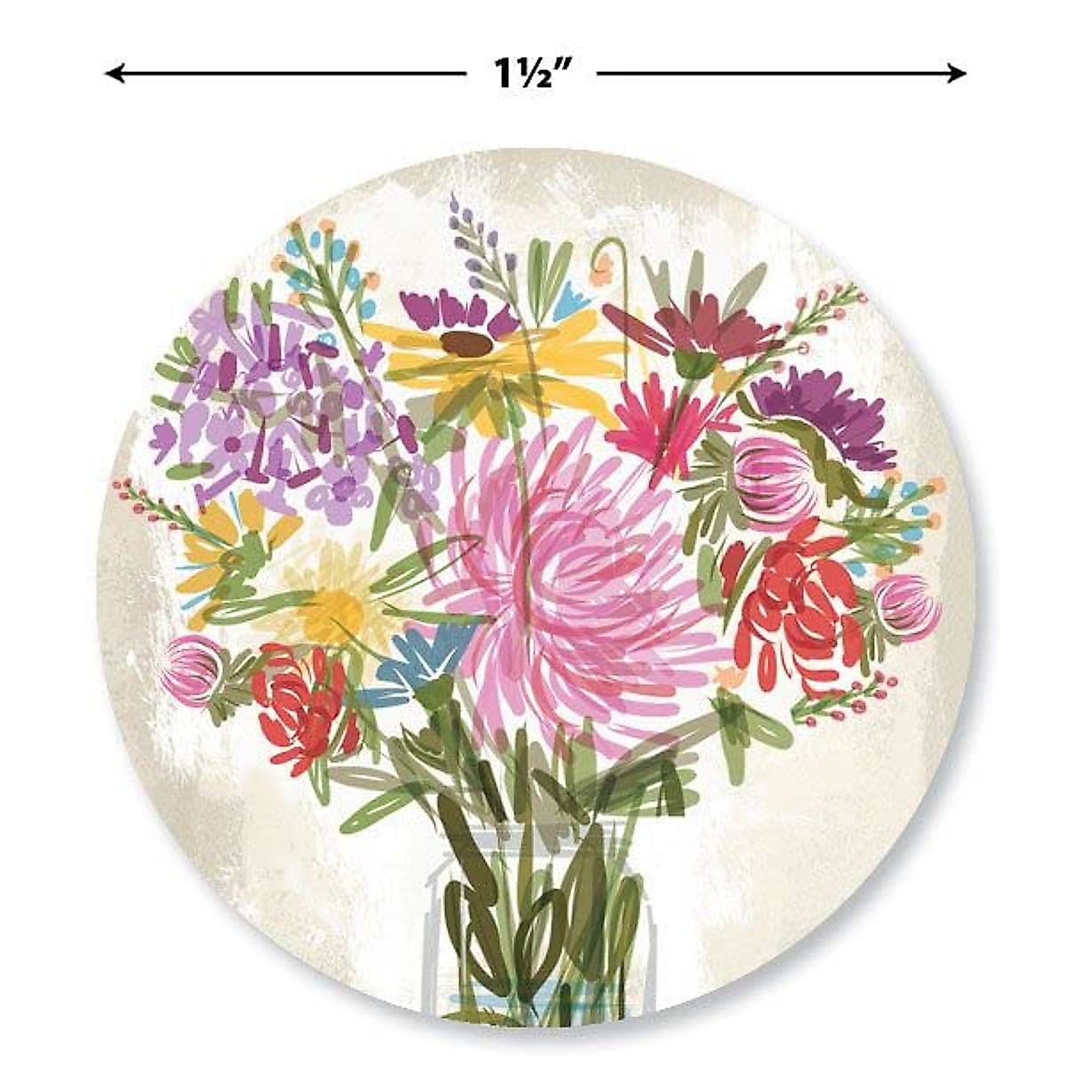 Wildflower Wishes Birthday Seals - Set of 24 Envelope Seals, 1 1/2 Inch Diameter