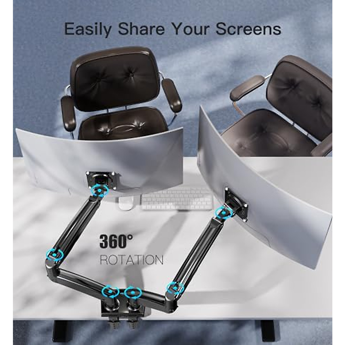 HUANUO Dual Desk Monitor Stand, for Two 13-35" Screens with USB, Height Adjustable Ultrawide Double Gas Spring Arm for 2 Monitors, 75 x 75mm/100 x 100mm VESA Mount, Hold up to 26.4lbs/Arm