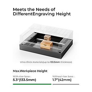 xTool S1 Riser Base Accessory for xTool S1 Machine, Engrave Thick Objects up to 5.3'' Height, Support to Use RA2 Pro for Tumblers, Baseball Bat, Mug, Wine Glass