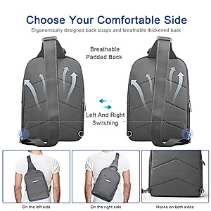 MELCOU Crossbody sling backpack for men waterproof shoulder sling bag for travelling hiking Multipurpose daypack chest bag for walking dog - black