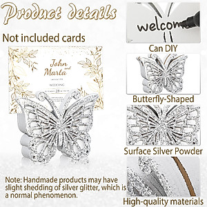 Janlaugh 24 Pcs Butterfly Birthday Party Decor Butterfly Wood Place Card Holder Table Number Stand Holder Butterfly Table Sign for Butterfly Theme Party Butterfly Birthday Decor(White, Silver)