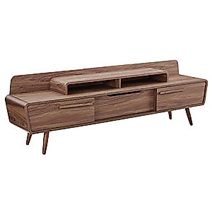 Modway Omnistand 74" Mid-Century Modern Low Profile Media Console Entertainment TV Stand in Walnut