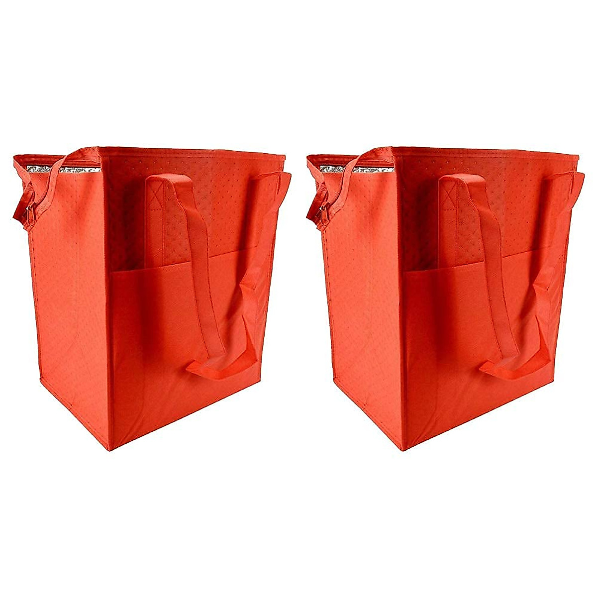 BAGedge Insulated Grocery Bags, Set of 2 Reusable Shopping Bags for Groceries, Food Delivery Bags for Hot and Frozen Foods - Red