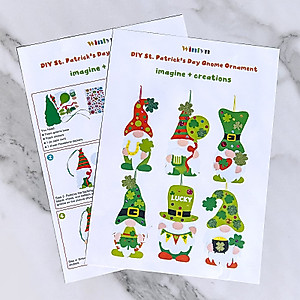 Winlyn 24 Sets St. Patrick's Day Decorations Gnome Shamrock Ornaments DIY St. Pat's Craft Kits Assorted Lucky Four-Leaf Clover Irish Shamrock Foam Stickers for Kids Classroom Home Activity Art Project