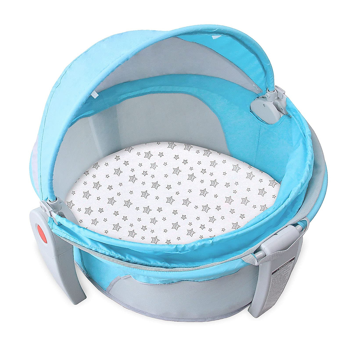 Bassinet Sheets Compatible with Fisher-Price On-The-Go Baby Dome, 2 Pack, 100% Jersey Knit Cotton Fitted Sheets, Breathable and Heavenly Soft, Grey Hearts and White Stars Print for Baby