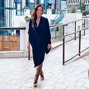 Zalamoon Luxury Infinity Shawl Infinite Ways to Wear Wrap Poncho Cape Scarf (Black)