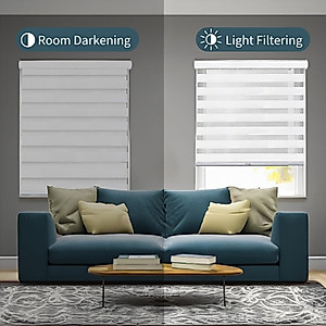 CHICOLOGY Zebra Blinds, Roller Window Shades, Blinds for Windows, Roller Shades for Windows, Window Shades for Home, Window Shades, Pull Down Shades for Windows, 22" W X 72" H, Basic Arctic