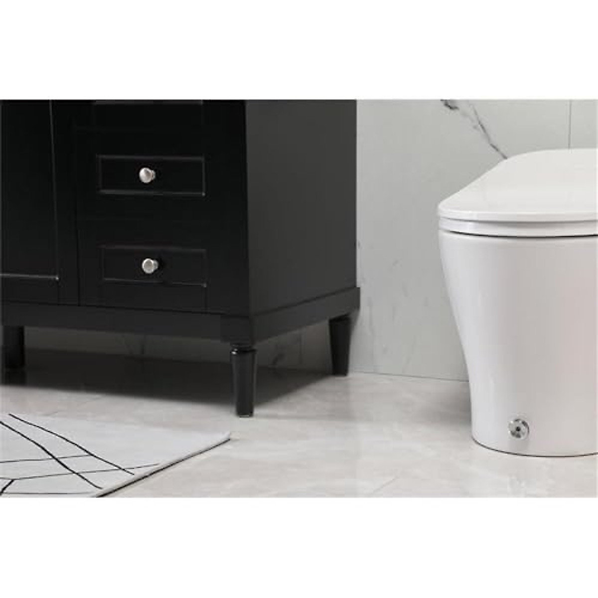 Elegant Decor Indoor Modern Under Sink Bathroom Fixtures Storage Organizer Cabinet 60 inch Single Bathroom Vanity - Black