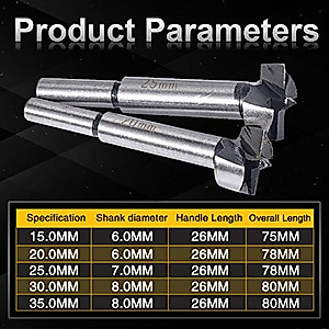 KATUR 15mm to 35mm Hinge Boring Bit Tungsten Steel Forstner Drill Bits Set Hinge Forstner Boring Hole Saw(5pcs,15-35mm)