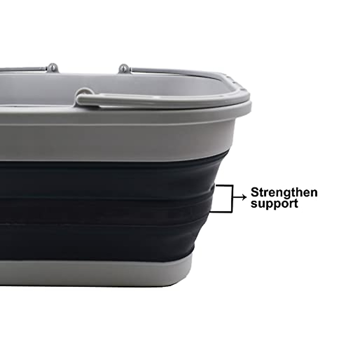 SAMMART 19L (5 Gallons) Collapsible Tub with Handle - Portable Outdoor Picnic Basket/Crater - Foldable Shopping Bag - Space Saving Storage Container (Grey/Slate Grey)