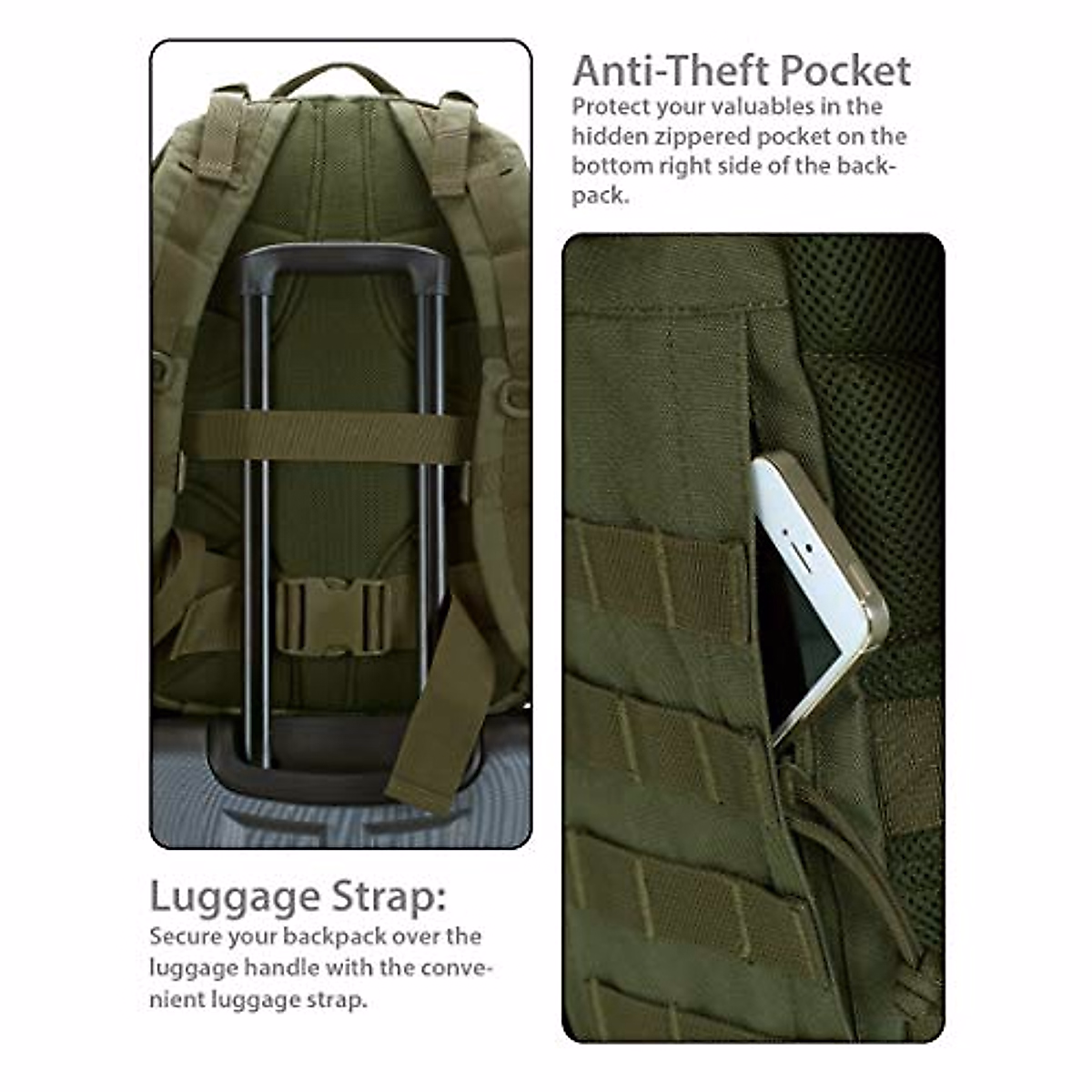 Rockland Military Tactical Laptop Backpack, Green, Large