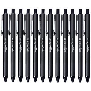 Amazon Basics Retractable Ballpoint Pen - Black, 1.2mm, 12-Pack