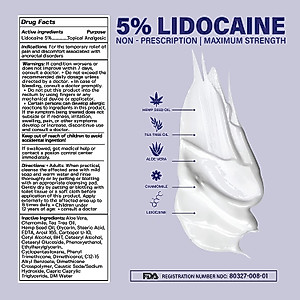 BASE LABORATORIES 5% Lidocaine Numbing Cream for Tattoos, Piercings, Waxing - Tattoo Numbing Cream, Topical Anesthetic Cream I Numb Gel Brazilian, Microneedling, Microblading Lip Injections - 4 FL oz