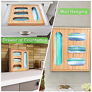 keleywood Bamboo Bag Storage Organizer for Kitchen Drawer, Ziplock Bag Organizer, Compatible with Gallon, Quart, Sandwich and Snack Variety Size Bag