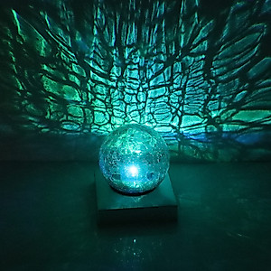 4 Solar Post Cap Lights Outdoor 2-in-1 Landscape Garden Ball Lights Cracked Glass Globe Lights Waterproof 5x5 In-Ground Spike Light for Posts Garden Yard Patio Pathway Deck Decor (Multi-Colors)