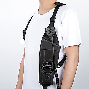 abcGoodefg Universal Left Side Radio Shoulder Holster Chest Harness Holder for Two Way Radios Walkie Talkie Rescue Essentials