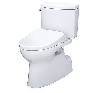 TOTO WASHLET+ Vespin II Two-Piece Elongated 1.28 GPF Toilet and WASHLET+ S7A Contemporary Bidet Seat, Cotton White - MW4744736CEFG#01