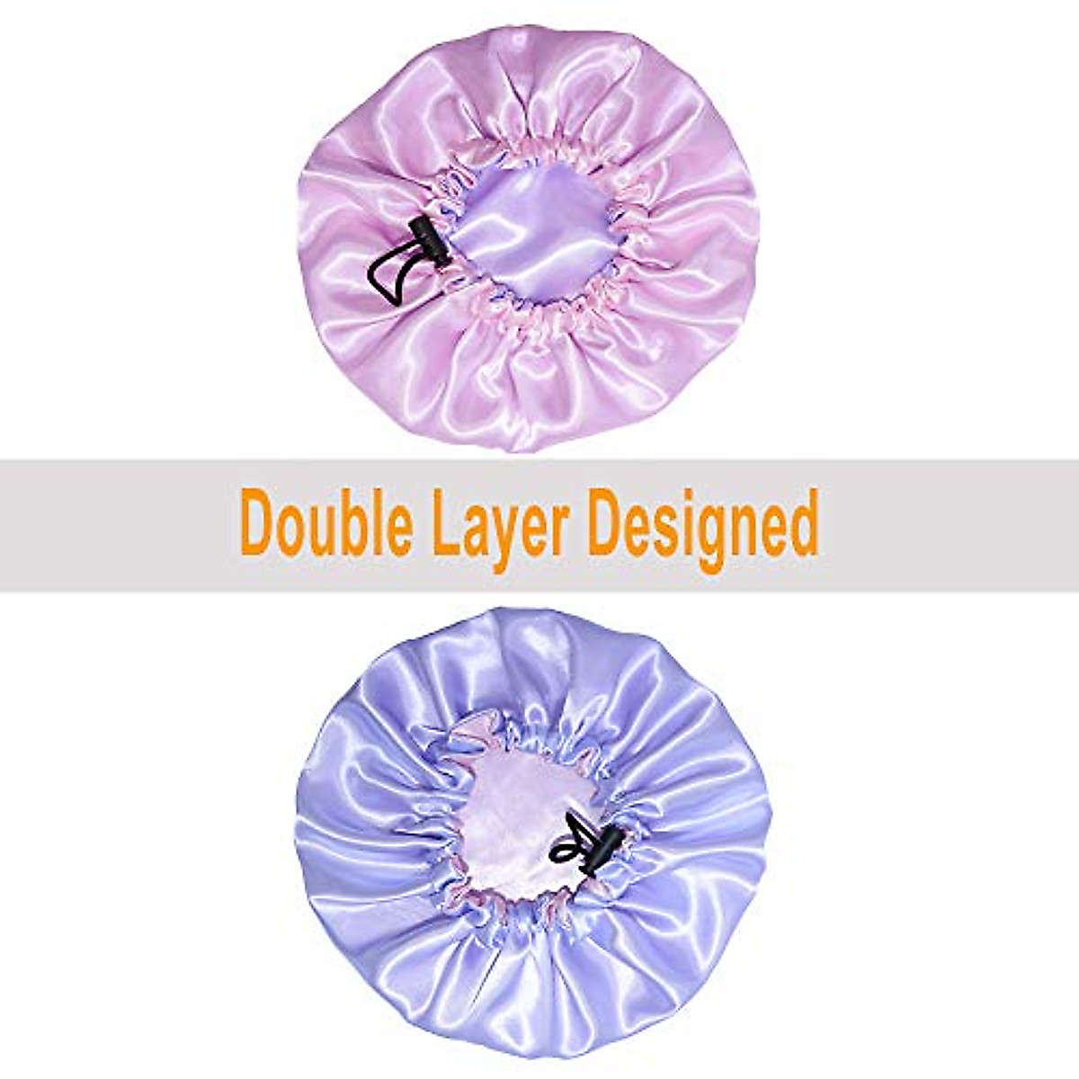 Adjustable Kids Satin Bonnets Sleeping Caps Shower Caps for Girls Boys,Elastic Band and Reversible,Soft,Breathable,Fit Most Kids Head and Hair Style (red,pink)