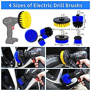 Lsyomne 20Pcs Car Wheel Tire Cleaning Brush Set, Detailing Drill Brush Set Car Detailing Brush Kit, Car Cleaning Kit with Tire Brush for Wash Wheels, Interior, Exterior, Dashboard, Leather, Air Vents