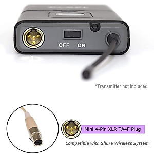 Haoin Headset Microphone Double Over Ear Earset Over Ear Headworn Mic Compatible with Shure Wireless System Bodypack Transmitter with 1.2m Cable Windscreen Mini XLR 4 Pin TA4F Plug