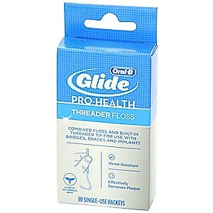 Glide Threader Floss, 30 Single-Use Packets each (Value Pack of 2)
