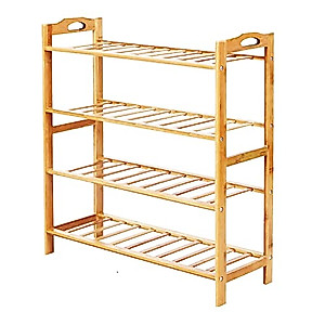 JAPIIM 4-Tier Free Standing Shoe Racks, Practical Storage Shelves, Storage Racks, Free Standing Shoe Racks for Bedroom Hallway Closets (Bamboo Strips)