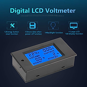 AC Voltage Power Meter, Digital Large-Screen LCD Voltmeter, PZEM-021 80-260VAC 20A/4500W Energy Meter for Electrical Parameter Measurement Include Voltage Current Power and Energy