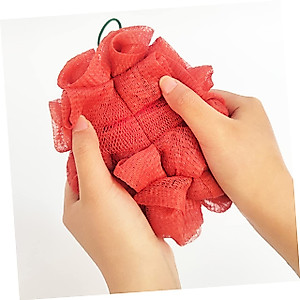 Lurrose 4pcs Exfoliating Cartoon Shower Bathing Watermelon Pouf Loofahs Ball Loofah Colorful Bath Funny Mesh Sponge for Fruit Adults Scrubber Balls Cute Wash Body Creative Red